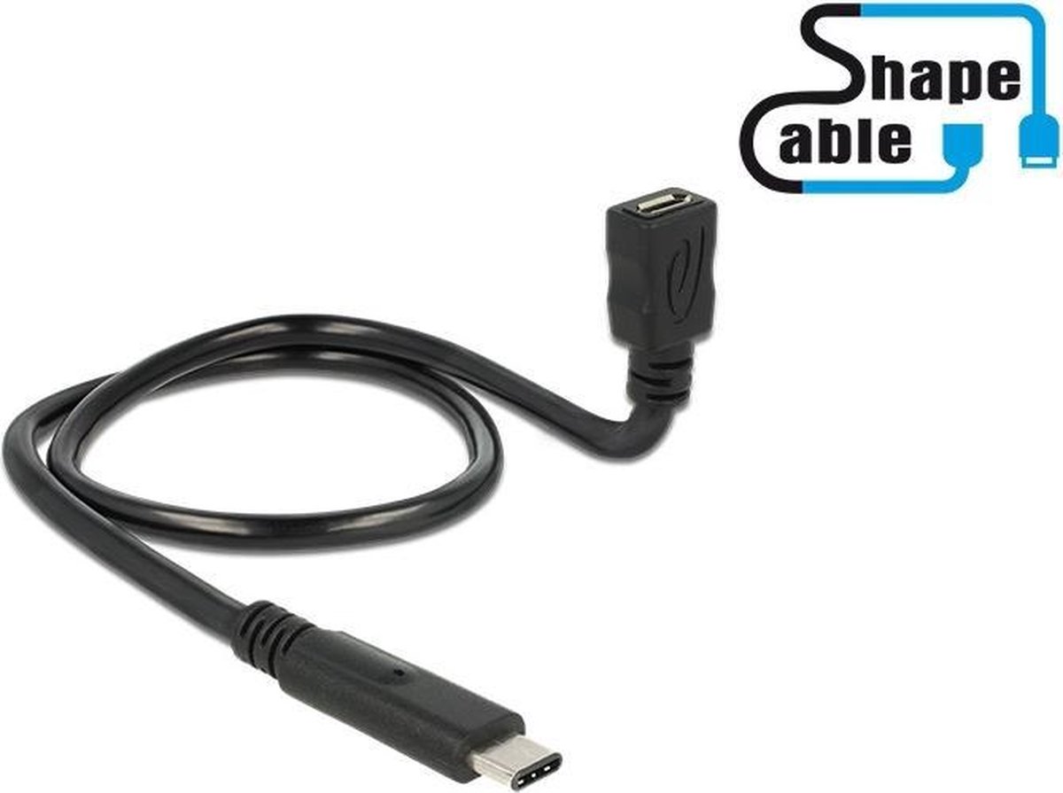 DeLOCK USB-C (m) - USB Micro B (v) vormbare adapter - USB2.0 - tot 2A ...