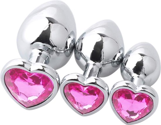 Intenz Metalen Buttplug 3 Delig Hart Roze