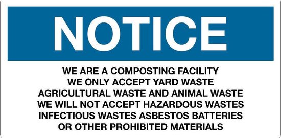 Sticker 'Notice: We are a composting facility' 100 x 50 mm | bol