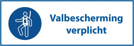 Tekststicker 'Valbescherming verplicht' 180 x 60 mm, ISO 7010 | bol.com