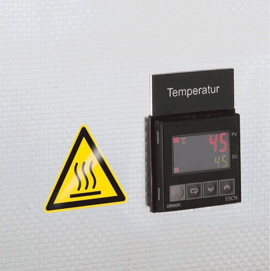 Waarschuwingssticker warm oppervlak - ISO 7010 - W017 50 mm - 10 stuks ...