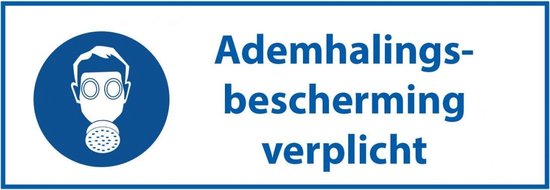 Ademhalingsbescherming verplicht sticker met tekst 200 x 75 mm | bol.com