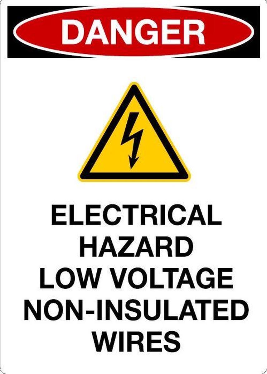 Sticker 'Danger: electrical hazard, low voltage' 210 x 297 mm (A4) | bol