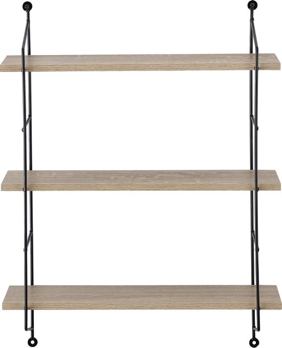 Wandrek - Wandplank - Met 3 planken - MDF & staal - Hout kleurig ...