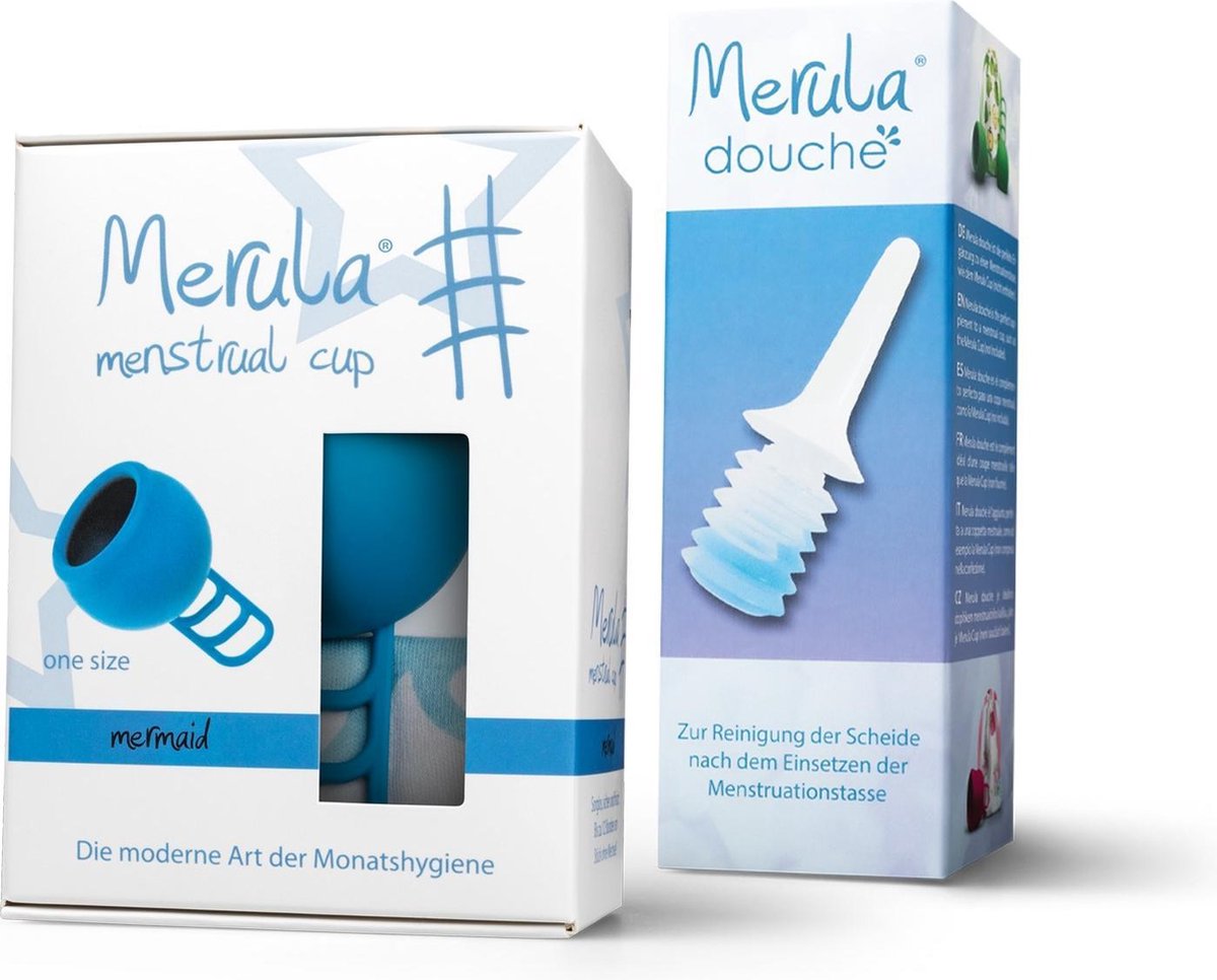 Merula menstruatie cup + Merula douche - mermaid blauw | bol