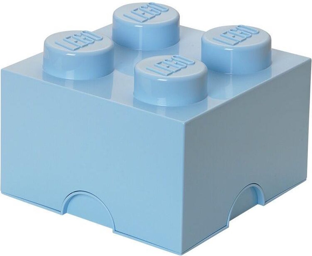 Set van 4 - Opbergbox Brick 4, Lichtblauw - LEGO | bol.com