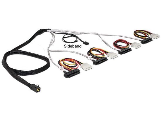 DeLOCK Mini-SAS HD SFF-8643 > 4x SAS SFF-8482 + 4x Molex met sideband ...