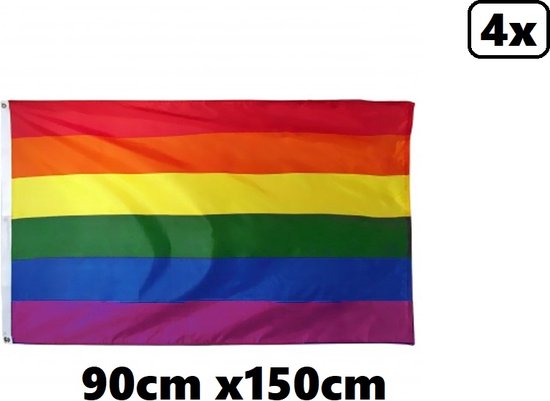 4x Vlag Regenboog 90cmx150cm - Landen festival thema feest fun verjaardag pride | bol