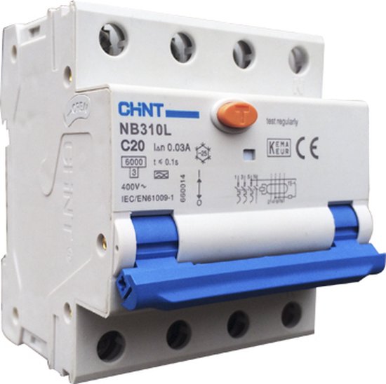 Chint aardlekautomaat 3-polig+nul 32A C-kar 300mA (2015C32300) | bol