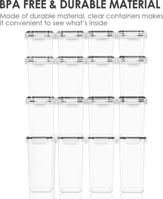 16-delige set grote plastic opbergdozen - Easy-flow graan- en ...