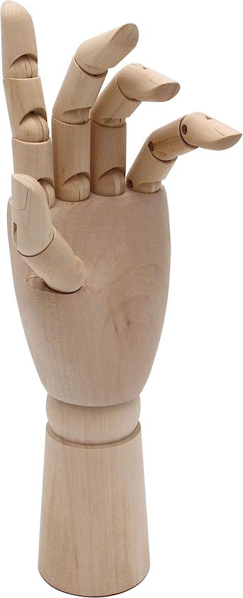 Schakelhand, 30 cm links, beweegbare modelhand, houten hand | bol