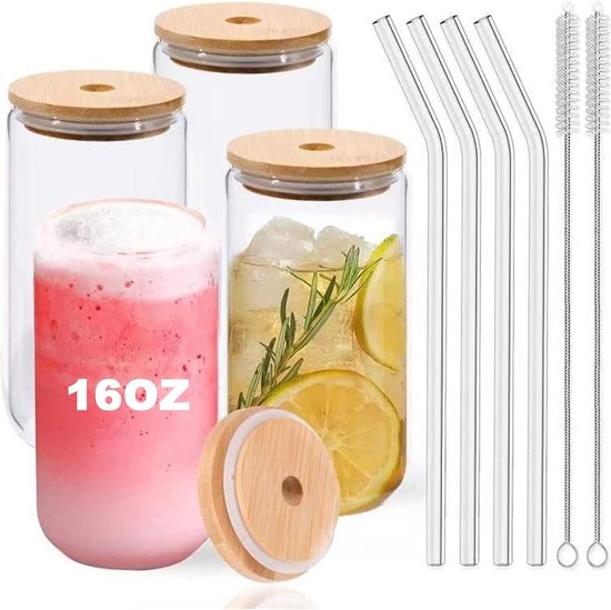 verres à boire haut de gamme avec couvercles en bambou et pailles en ...