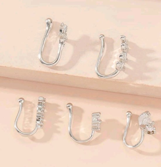 Set van 5 Neuspiercing neus of oor manchet geen gaatje nodig | bol
