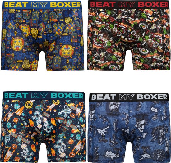 Boxer pour homme Beat My Boxer - Katoen élastique - Lot de 4 - Taille M ...