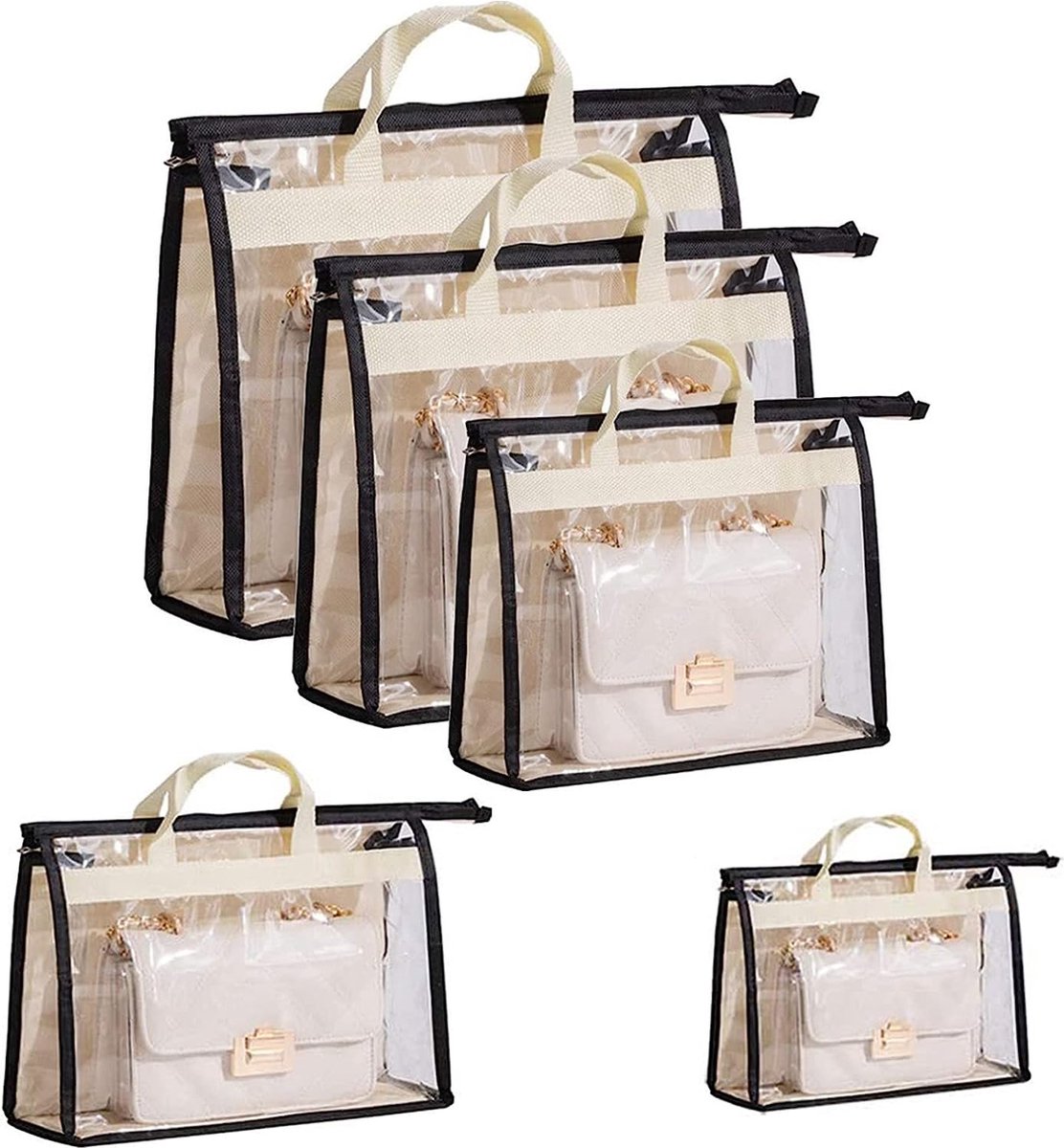 Set van 5 handtas-organizer, stofbeschermingszakken, transparant, anti ...