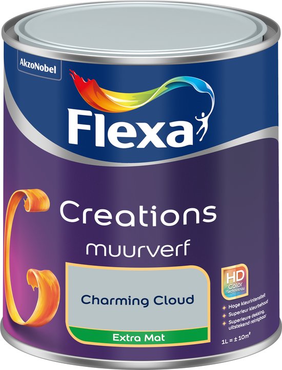 Flexa - Creations - Muurverf - Extra Mat - Charming Cloud - 1l | bol