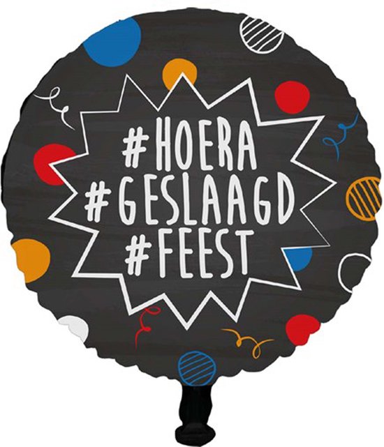 Folieballon geslaagd - 45 cm - zwart - ballon - feestversiering ...