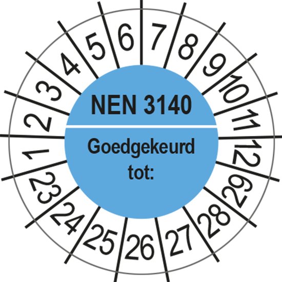 50 Keuringsstickers op strips van 5 stuks - blauw - NEN 3140 Totaal 50 stickers Rond 35 mm | bol.com