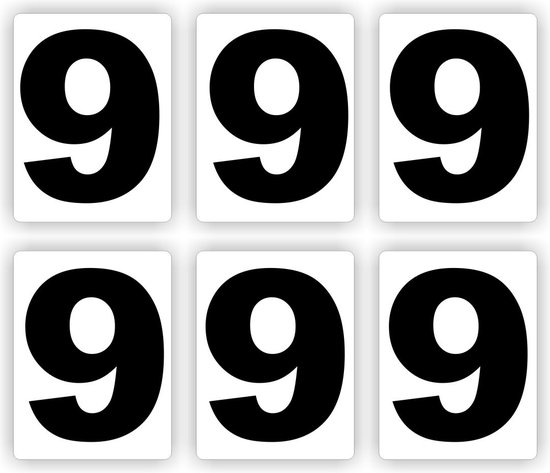 Plakcijfer nr. 9 set 6 stickers | bol