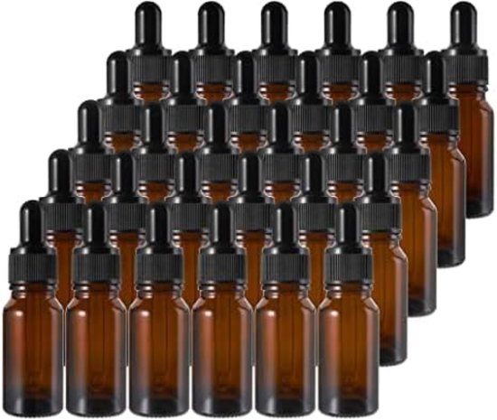 Pak van 30 pipetflesjes 20 ml amberkleurige fles met druppelaar met ...
