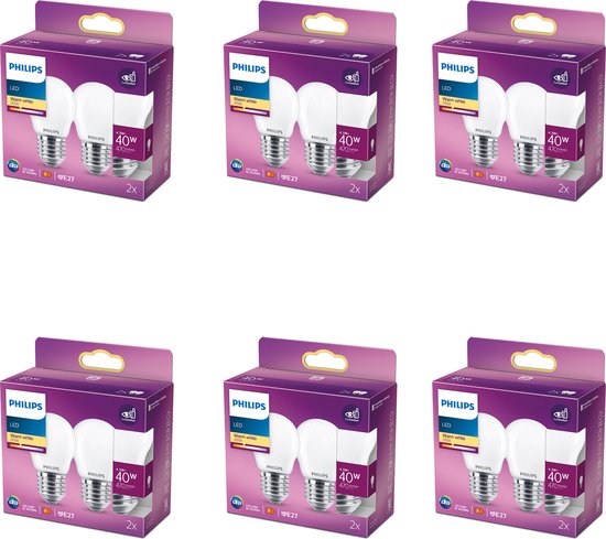 Philips Voordeelverpakking - E27 - LED Kogellamp - Mat - 40W - Niet Dimbaar - Warmwit... | bol