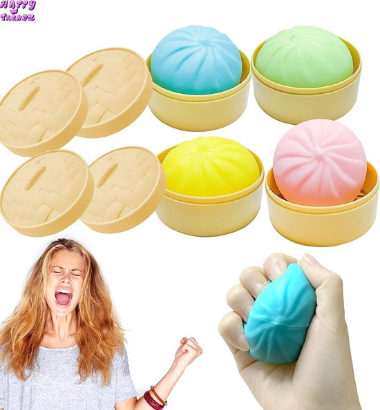 Happy trendz Squishy Dumpling Stressball - 2 stuks - Bao Bun Food Toys ...