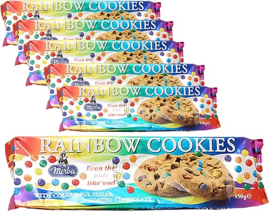 6 Verpakkingen Merba Rainbow Cookies á 150 gram - Voordeelverpakking ...