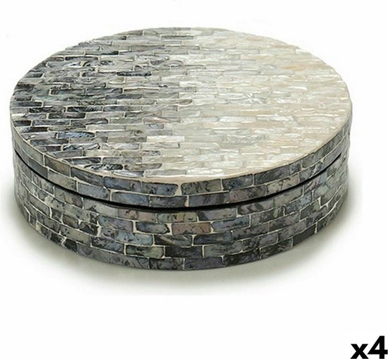 Decoratieve Doos Wit Zwart Zilverkleurig Parelmoer spaanderplaat 25 x 8 ...