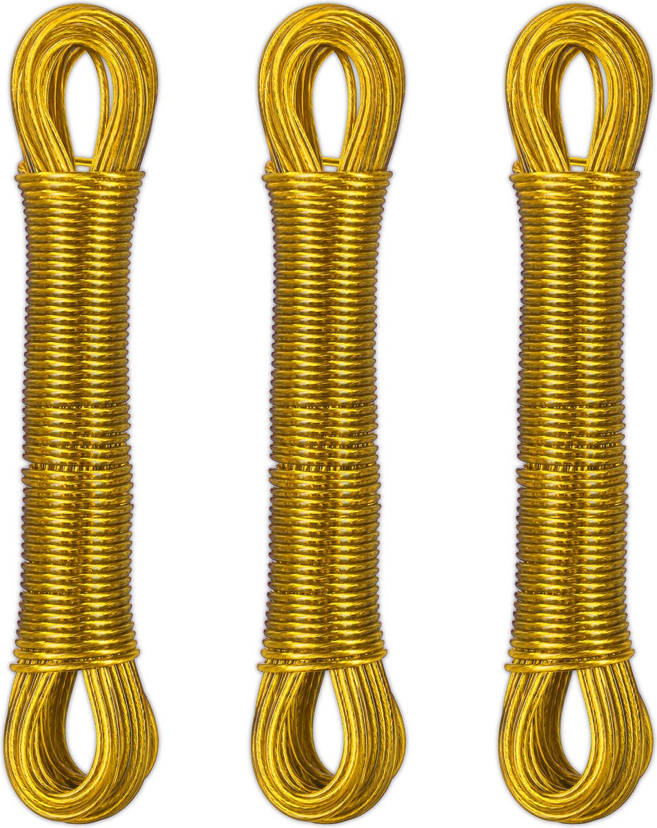 Relaxdays waslijn - set van 3 - 20 meter - extra sterk - wasdraad ...