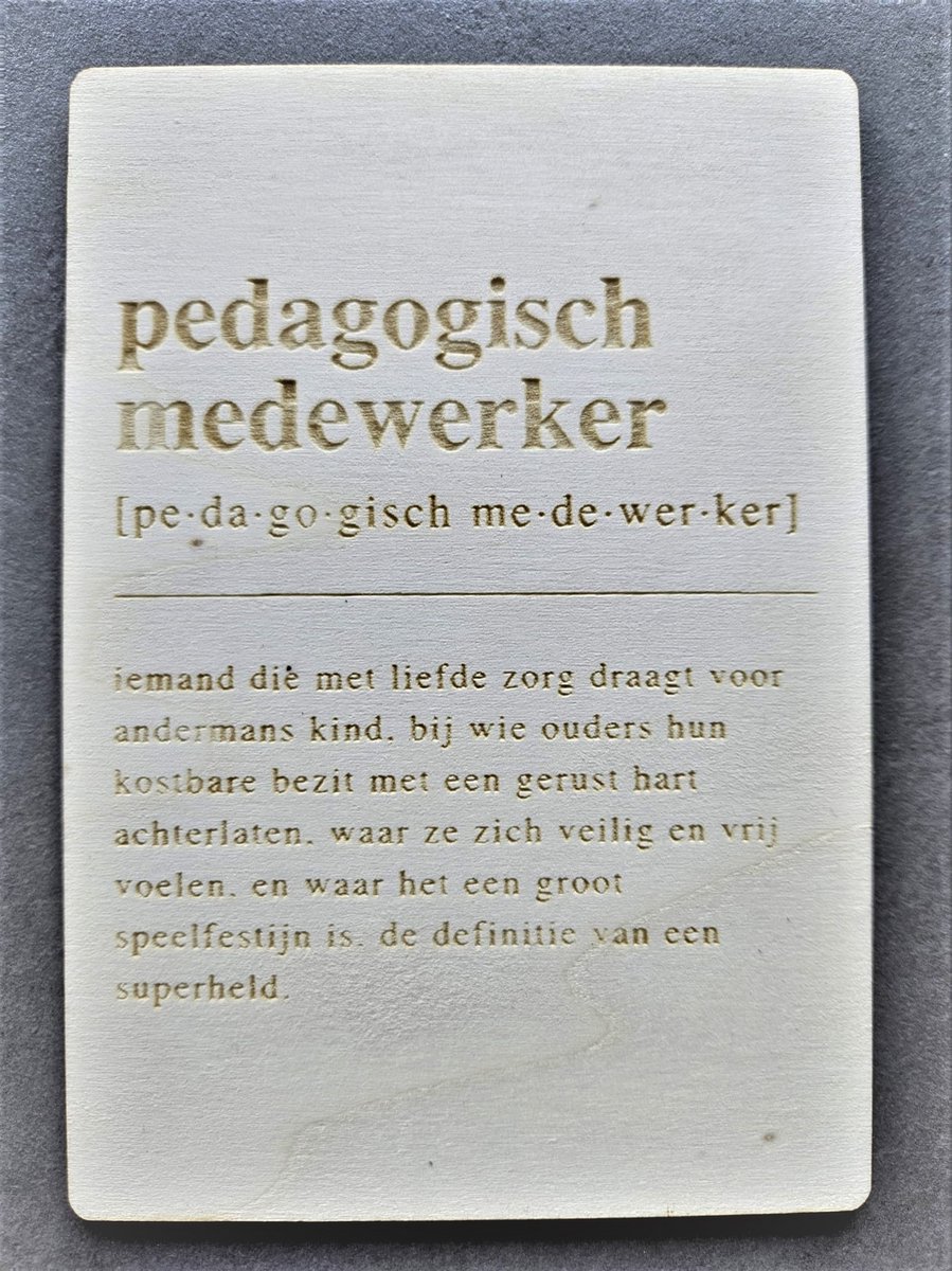 Houten Bedankje Pedagogisch Medewerker | Cadeau kaart | Bedankkaart ...