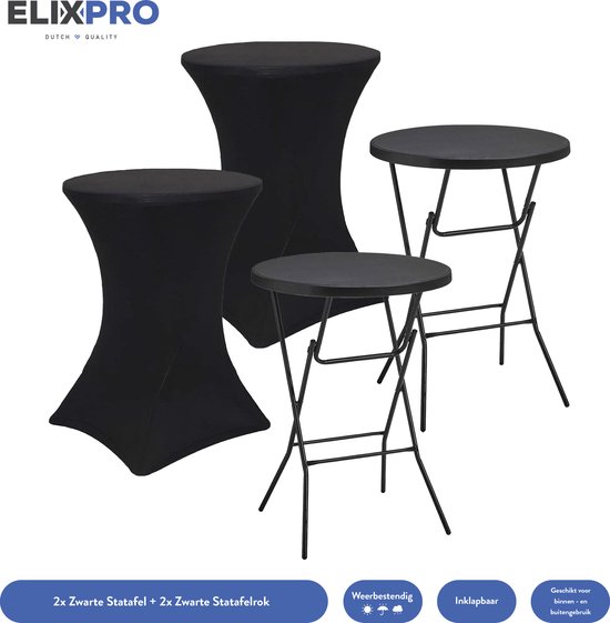ElixPro 2x Statafel + 2x Zwarte Statafelrok - Partytafel - Weerbestendig en Robuust -... | bol.com