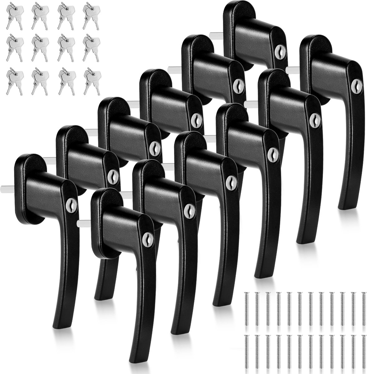 Afsluitbare raamkruk - 12 stuks - Inclusief sleutel en schroeven ...