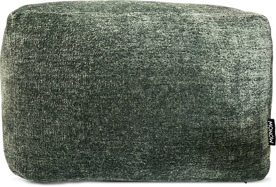 MONOW Poef - 60 x 60 x 40 cm - Pouf Forest - Bouclé Donkergroen - Recycled Textiel | bol