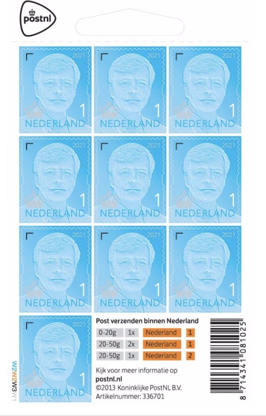 PostNL Postzegels - 20 Vellen - 200 Postzegels - Waarde 1 | bol.com
