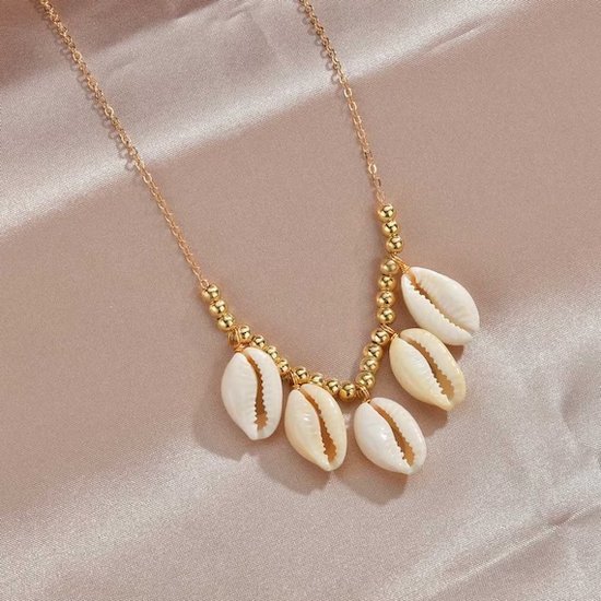 Ibiza Shell/Schelp Ketting | Goudkleurig/ Wit | 50 + 7 cm | Fashion ...