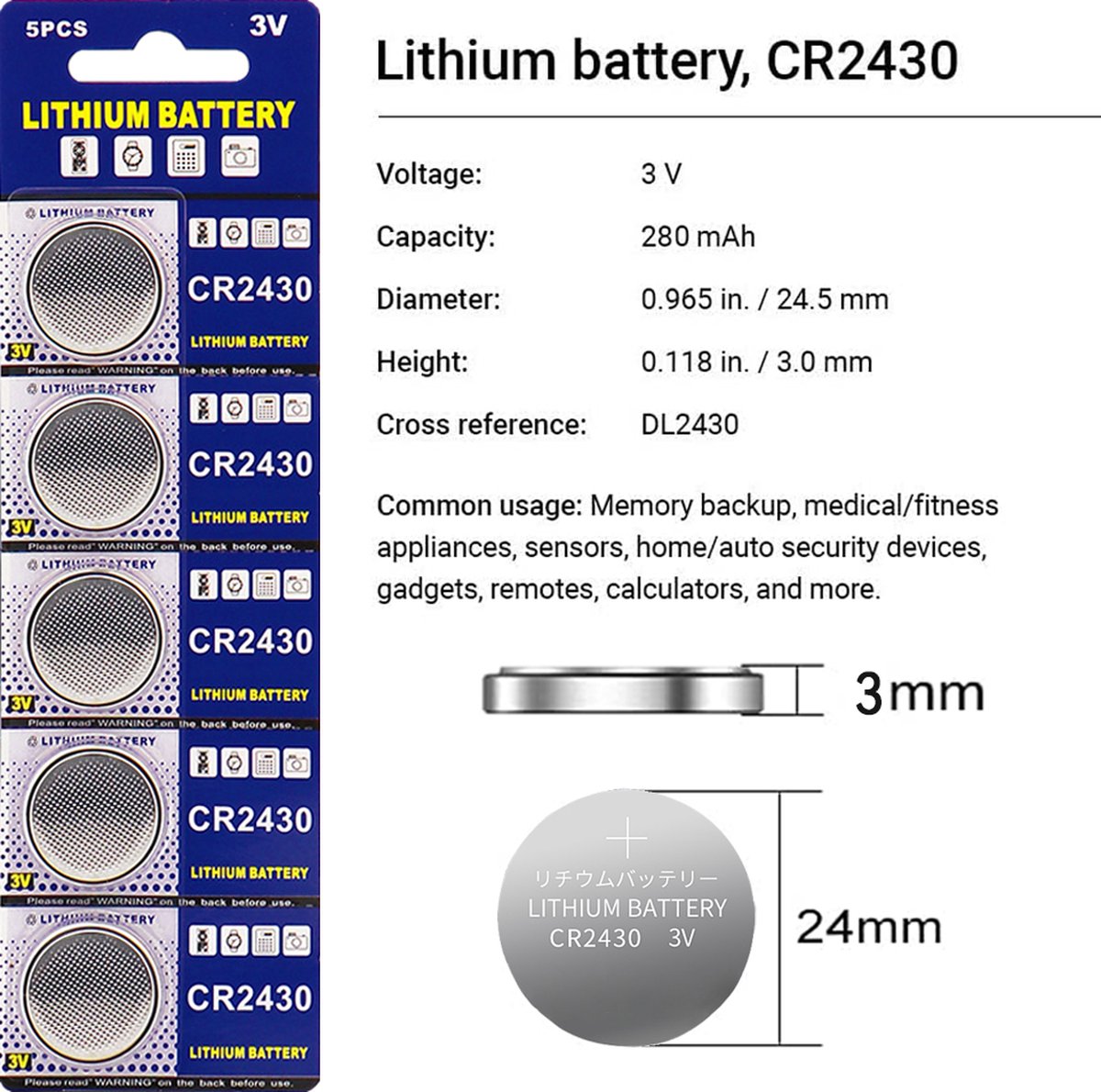 CR2430 Lithium Knoopcel Batterij 3V - Energiebron voor Kleine Elektronische Apparaten... | bol
