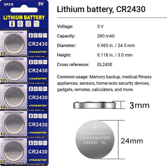 CR2430 Lithium Knoopcel Batterij 3V - Energiebron voor Kleine Elektronische Apparaten... | bol