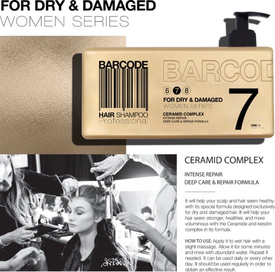 BARCODE Hair Shampoo - Dry & Damaged - 1000ml | bol