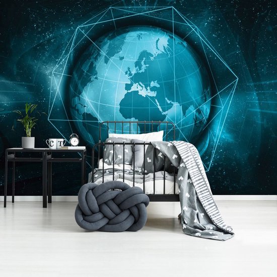 Fotobehang - Vlies Behang - Wereldbol - Sterren - Ruimte - Blobe ...