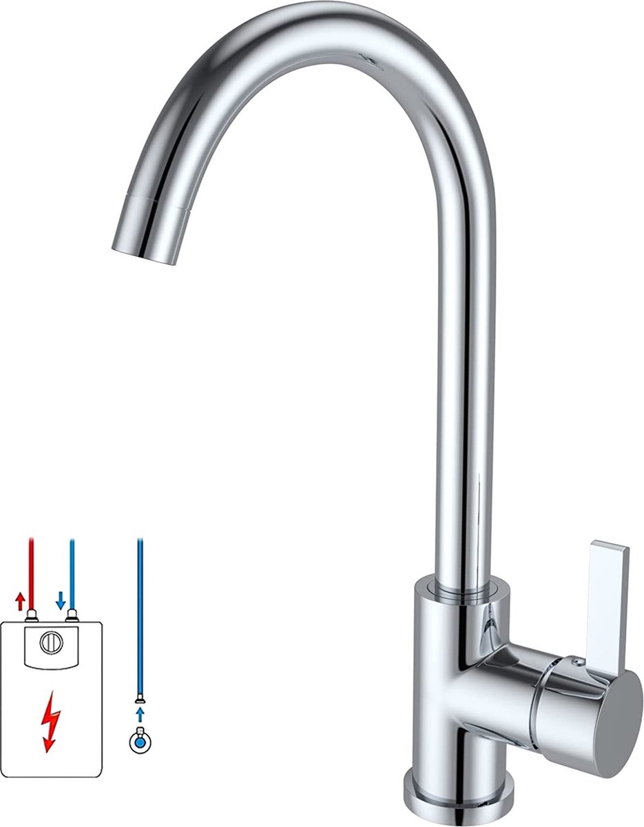 Lagedruk Keukenkraan 360° Draaibare Eengreepsmengkraan Chroom | bol