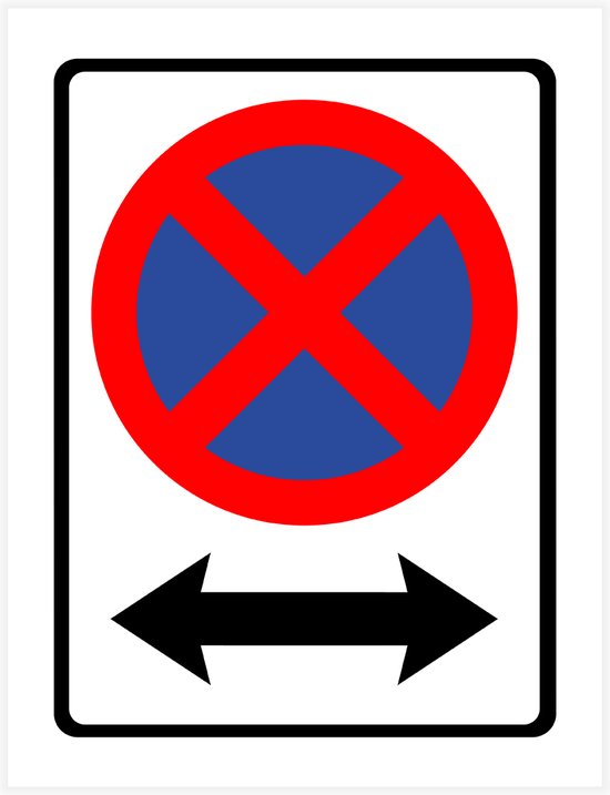 Pictogram/ bord | Parkeren en stilstaan verboden met pijlen | 19 x 25 ...