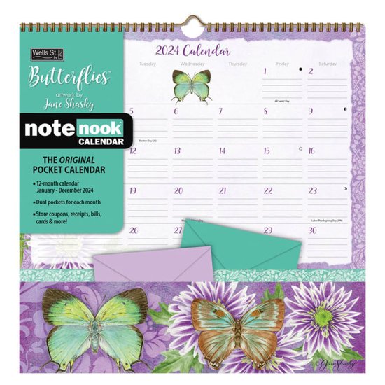 Butterflies Pocket Note Nook Kalender 2024 | bol