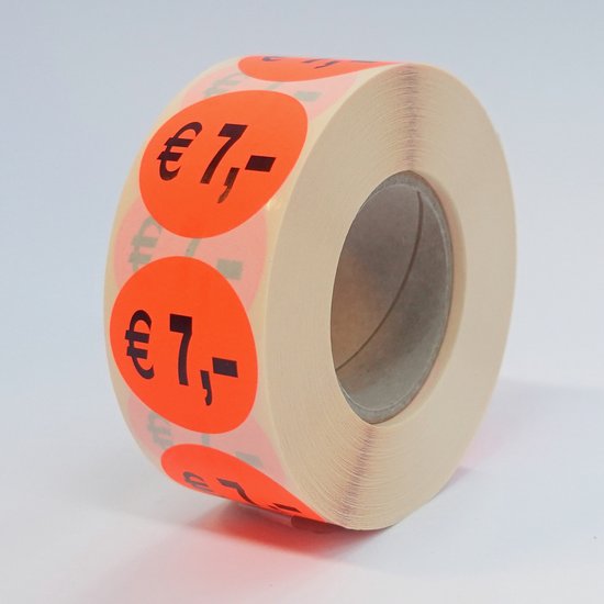 "7 euro" - Prijs stickers op rol - 1000 etiketten - 35mm rond | bol