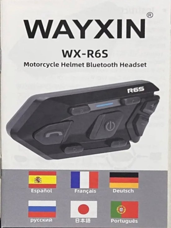 WAYXIN - Draadloze Motorhelm Headset R6s - Bluetooth Headset met ...