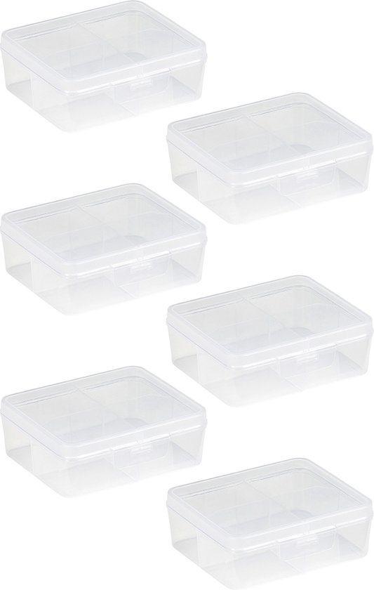 Sunware - Q-line opbergdoos 4 vaks transparant - Set van 6 | bol
