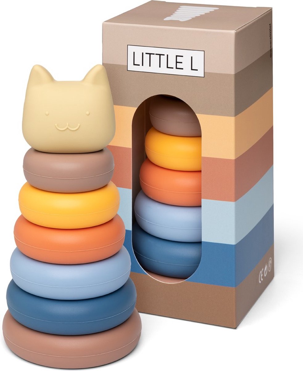 Little L Stapeltoren Kat Beige en Blauw | bol.com
