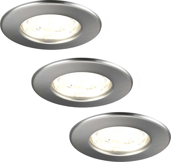 Ledvion - 3X LED Inbouwspot - Dimbaar - 5W - 2700K - Ø84mm - IP65 - RVS ...