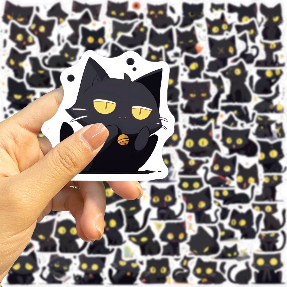 100 Zwarte Kat stickers - 3,5x3,5CM - geschikt voor kinderen - Katten ...