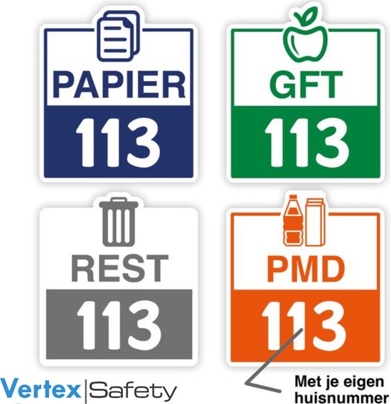 Containerstickers Met Eigen Huisnummer – 4 Stuks – Papier – GFT ...