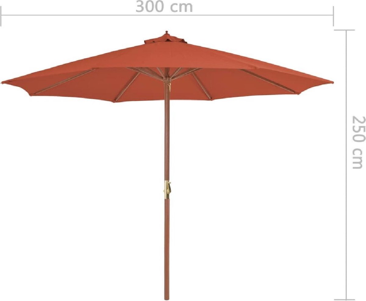 Tuin parasol Terracotta Oranje met Houten Paal 300CM - Tuinparasol ...